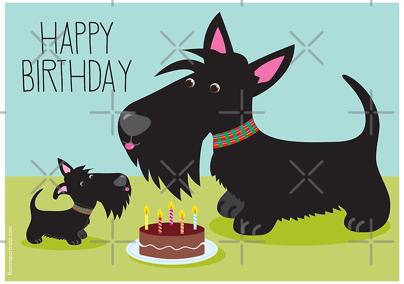 Happy birthday dog, Scottish terrier, Scottie dog