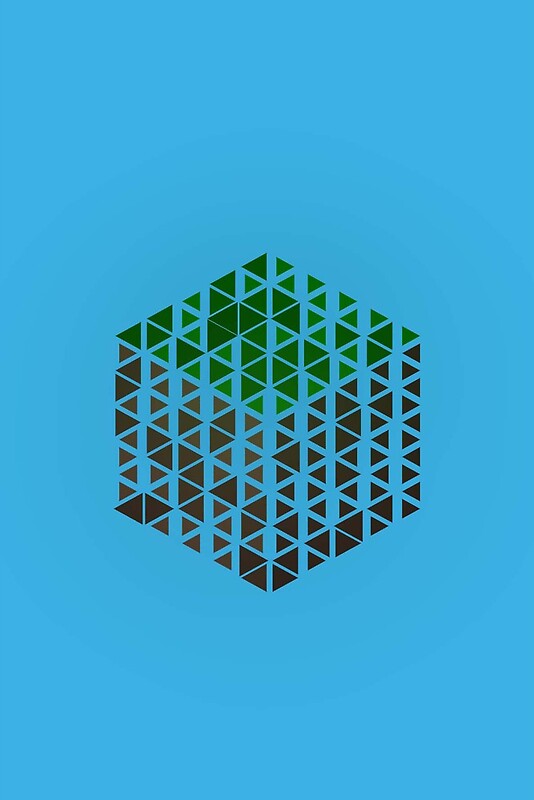 "Minimalistic Minecraft Grass Block - Blue Background" by Chris ...