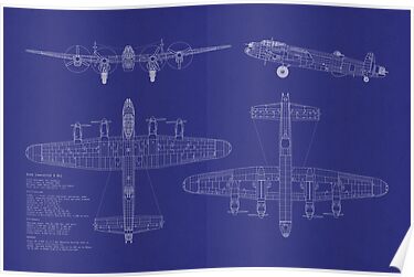 "Avro Lancaster Bomber Blueprint" Posters by Michael Tompsett | Redbubble